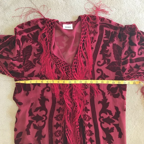 Mina | Jackets & Coats | Burgundy Velvet Fringe Boho Gypsy Kimono ...